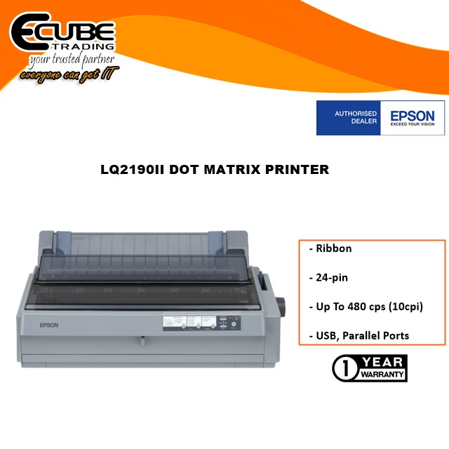 EPSON LQ2190II DOT MATRIX PRINTER (24-pin, up to 480 cps (10cpi), 1+5 ...