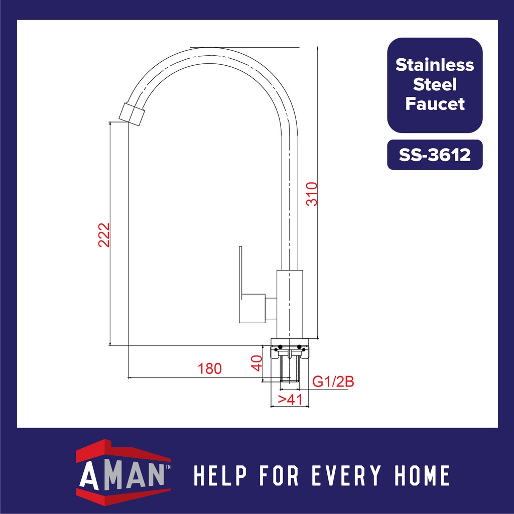 VIP SUS-304 Stainless Steel Pillar Sink Tap Kitchen Sink Tap Basin Tap ...