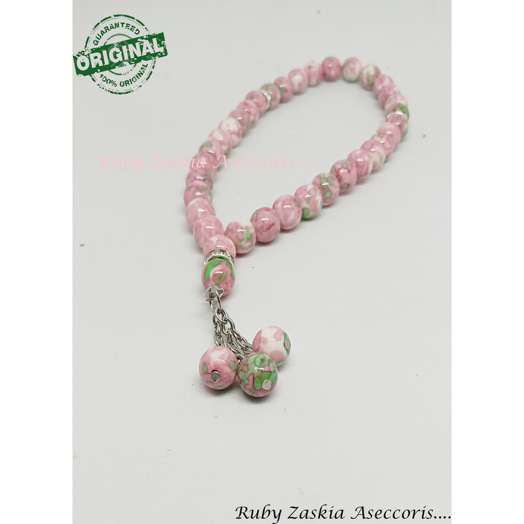 Pink PYRUS Stone TASBIH 33 Points 8mm 100% NATURAL | Shopee Malaysia