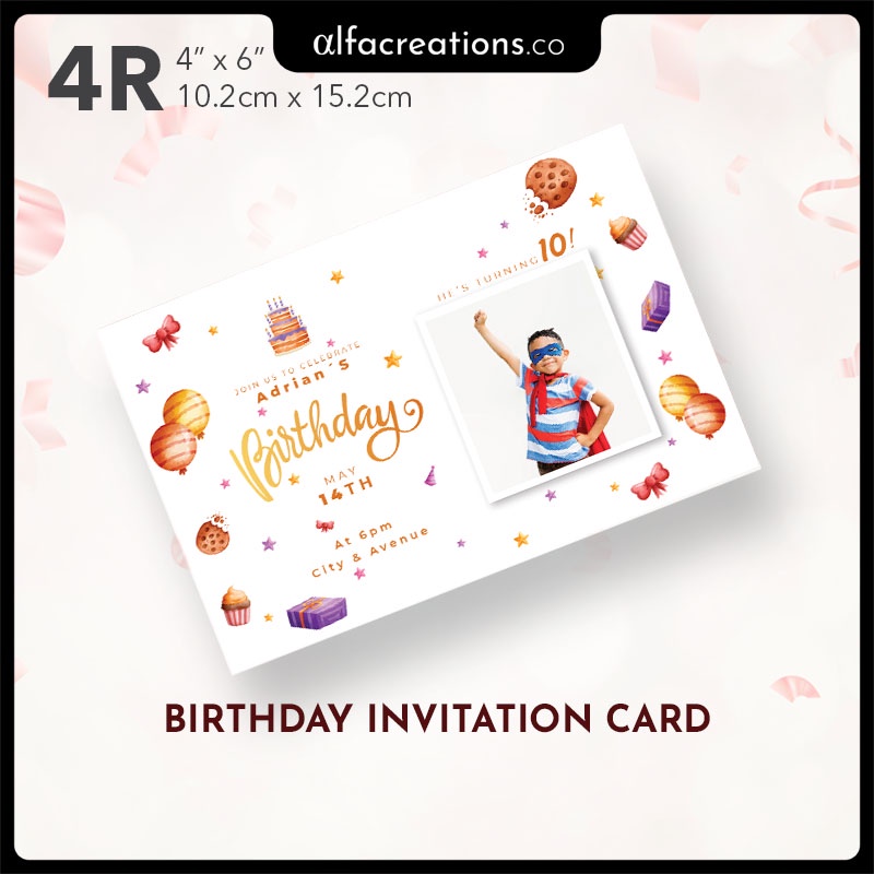 🎉🎉 BIRTHDAY CARD PARTY INVITATION CARD CUSTOM PRINT 4R | Shopee Malaysia