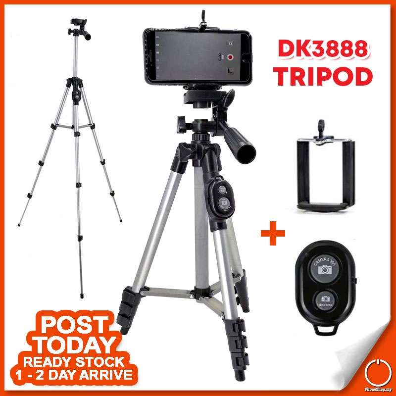 𝐅𝐑𝐄𝐄 𝐁𝐋𝐔𝐄𝐓𝐎𝐎𝐓𝐇 𝐒𝐇𝐔𝐓𝐓𝐄𝐑 DK3888 Aluminum Tripod Extendable Portable ...