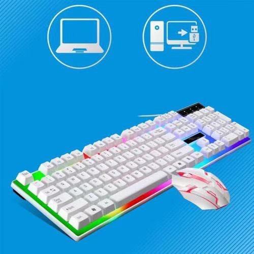 G21B keyboard set gaming mouse colorful backlit keyboard wired USB ...
