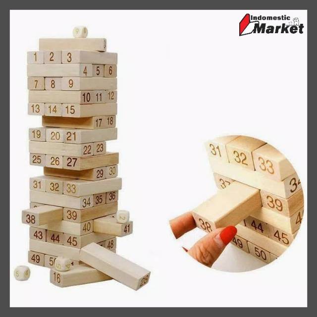 Jenga Uno Wooden Stako Toys 51 Blocks - A138 Jenga Kayu | Shopee Malaysia