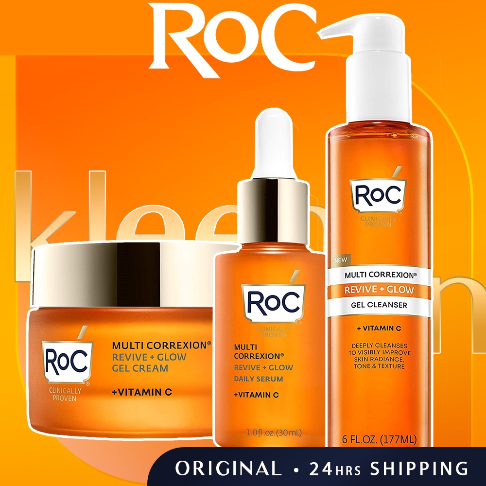 RoC Multi Correxion Revive + Glow Gel Cleanser 177ml / Gel Cream 48g / Gel Serum 30ml | Shopee ...