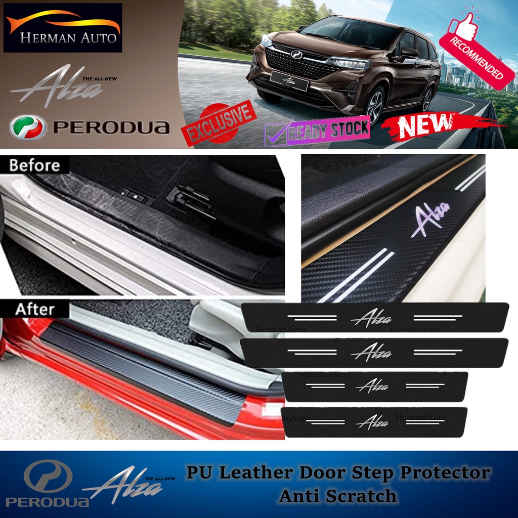 HermanAuto Perodua Alza New 2022 Carbon Fiber PU Leather Door Step Side ...
