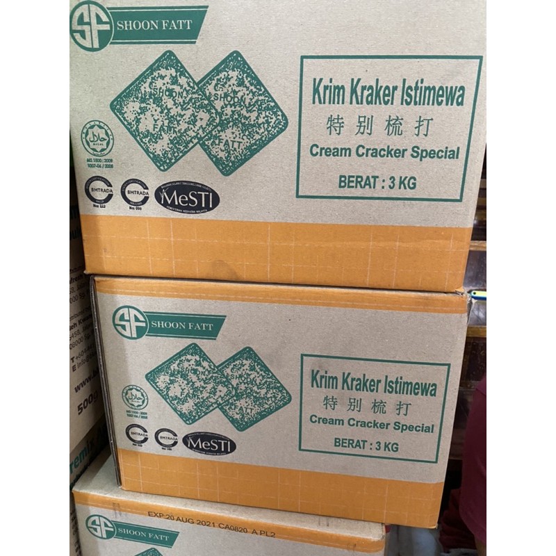 Shoon Fatt BISCUIT CREAM CRACKERS 3KG(KOTAK) expired oct 2025 | Shopee ...
