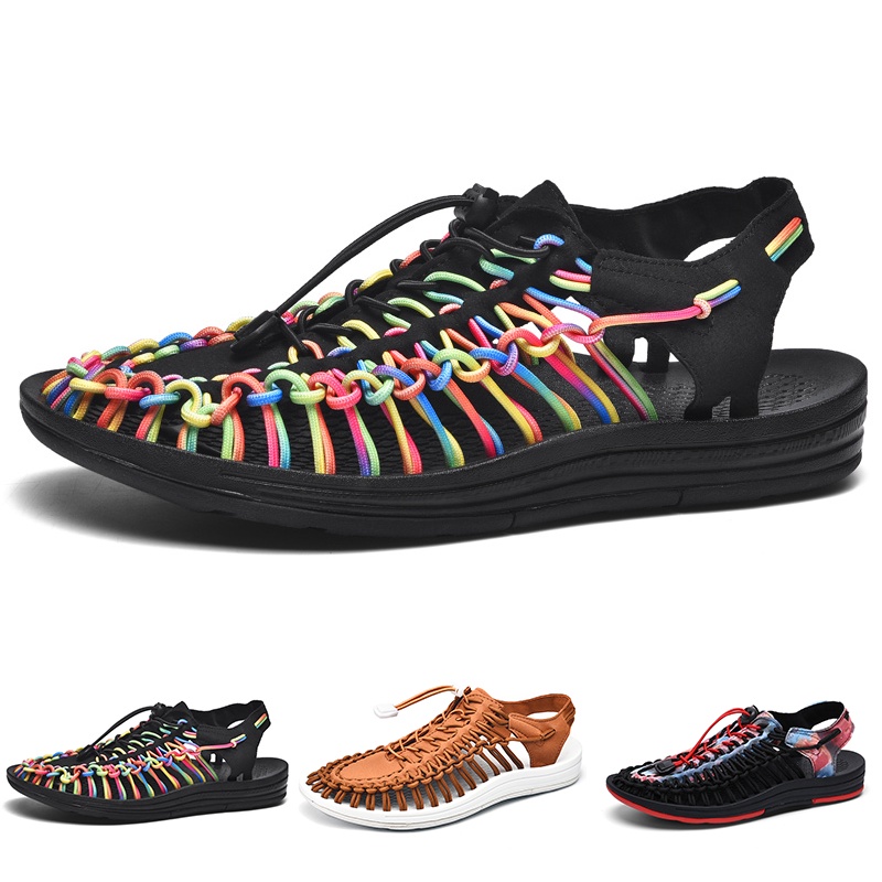 Men Women Woven Shoes Summer Beach Shoes Lightweight Anti-slip Sandals ...