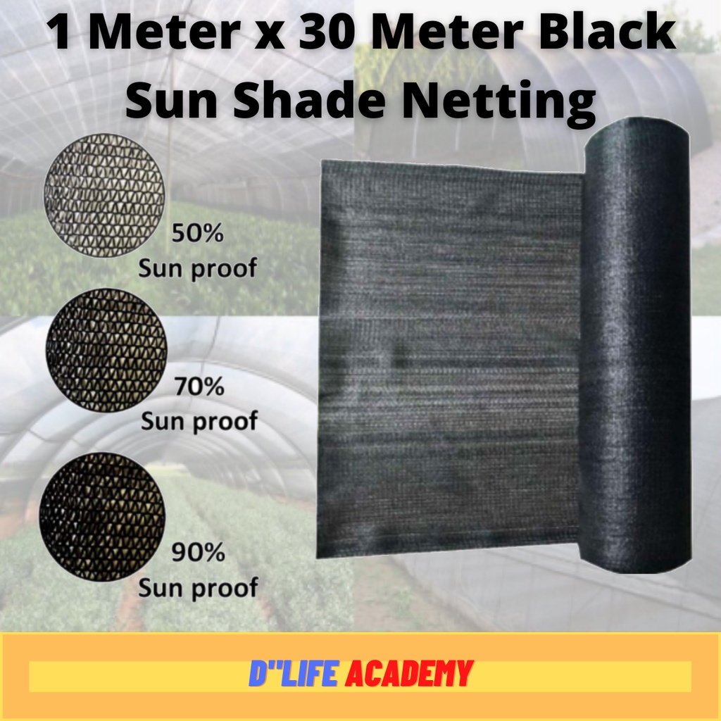 🌟Malaysia Stock🌟 1METER x 30METER 50% / 70% / 90% BLACK SUN SHADE ...