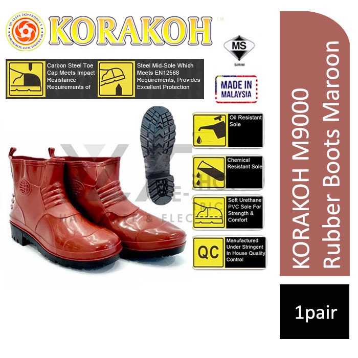 KORAKOH M9000 Rubber Boots Maroon | Shopee Malaysia