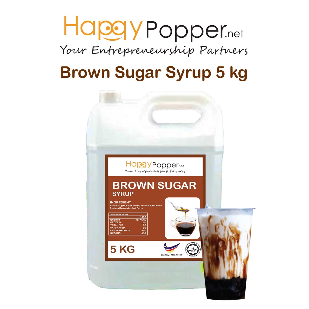 Happypopper Sirap Gula Merah local Bubble Milk Tea Brown Sugar Syrup 5 ...