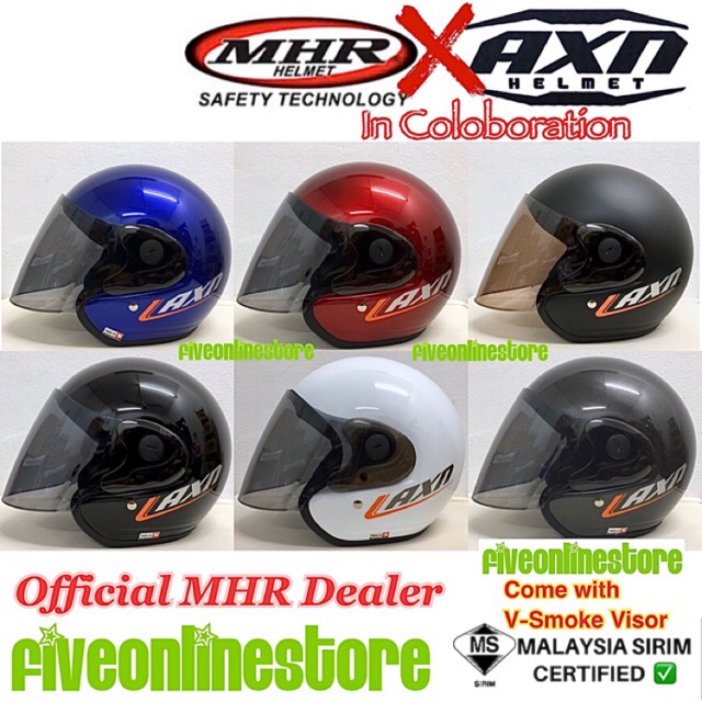MHR AXN Open Face Visorex Helmet SIRIM FREE V Shape Smoke Visor Ready ...