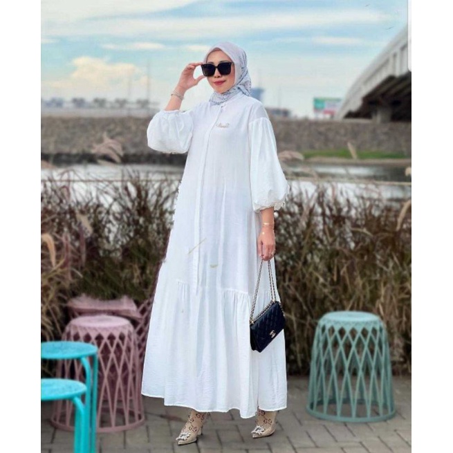 PUTIH Good QUALITY PREMIUM MAXI Button Front LD 110cm Length 140cm Hand ...