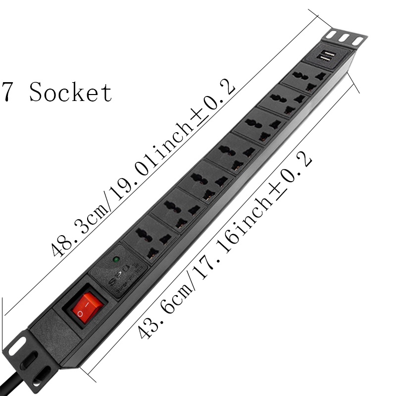 1u Power Distribution Unit Pdu Power Board 3500w Surge Protection 2usb 2 12 Socket 2 Meter