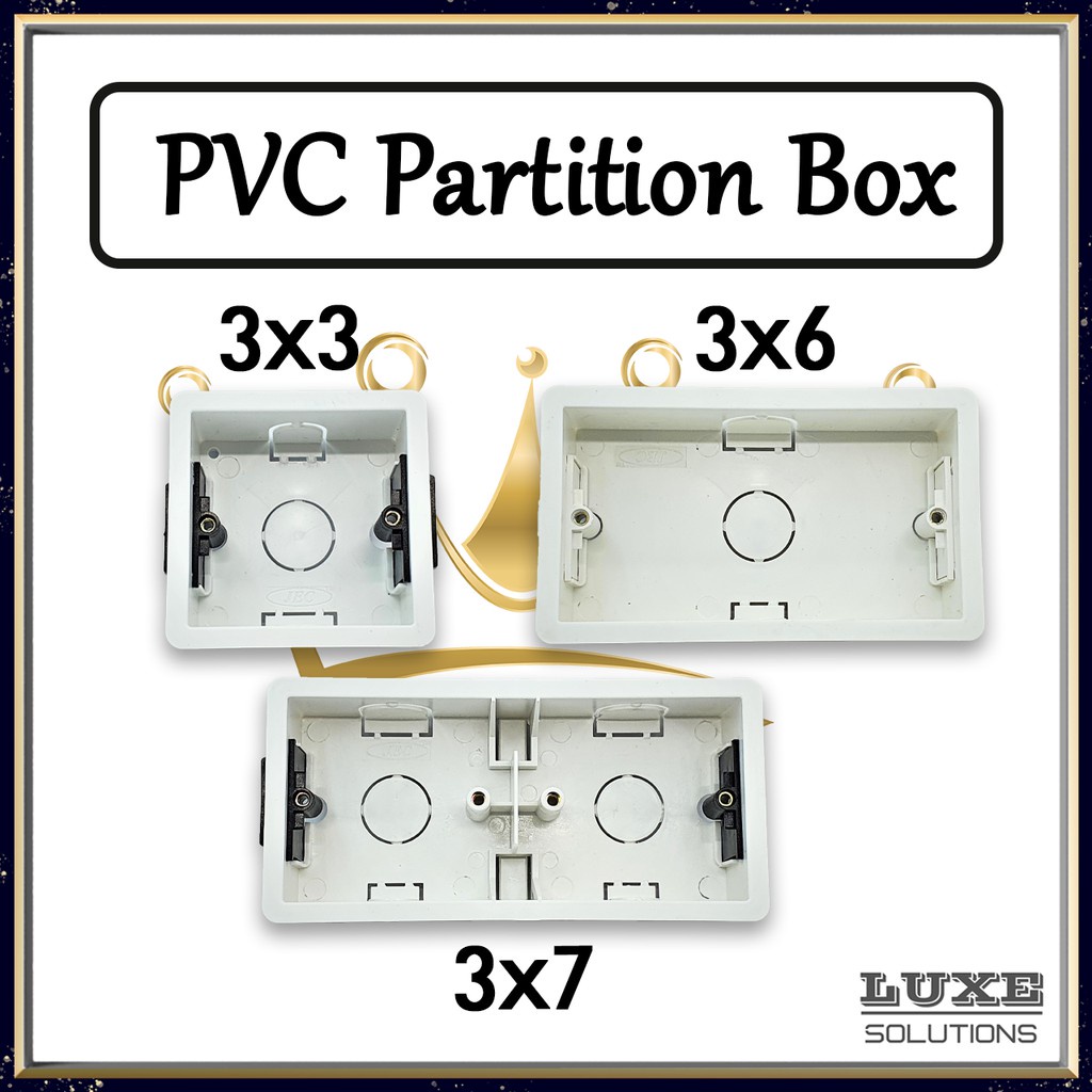 PVC Partition Box 3x3 / 3x6 / 3x7 Switch Base White with Clips | Shopee ...
