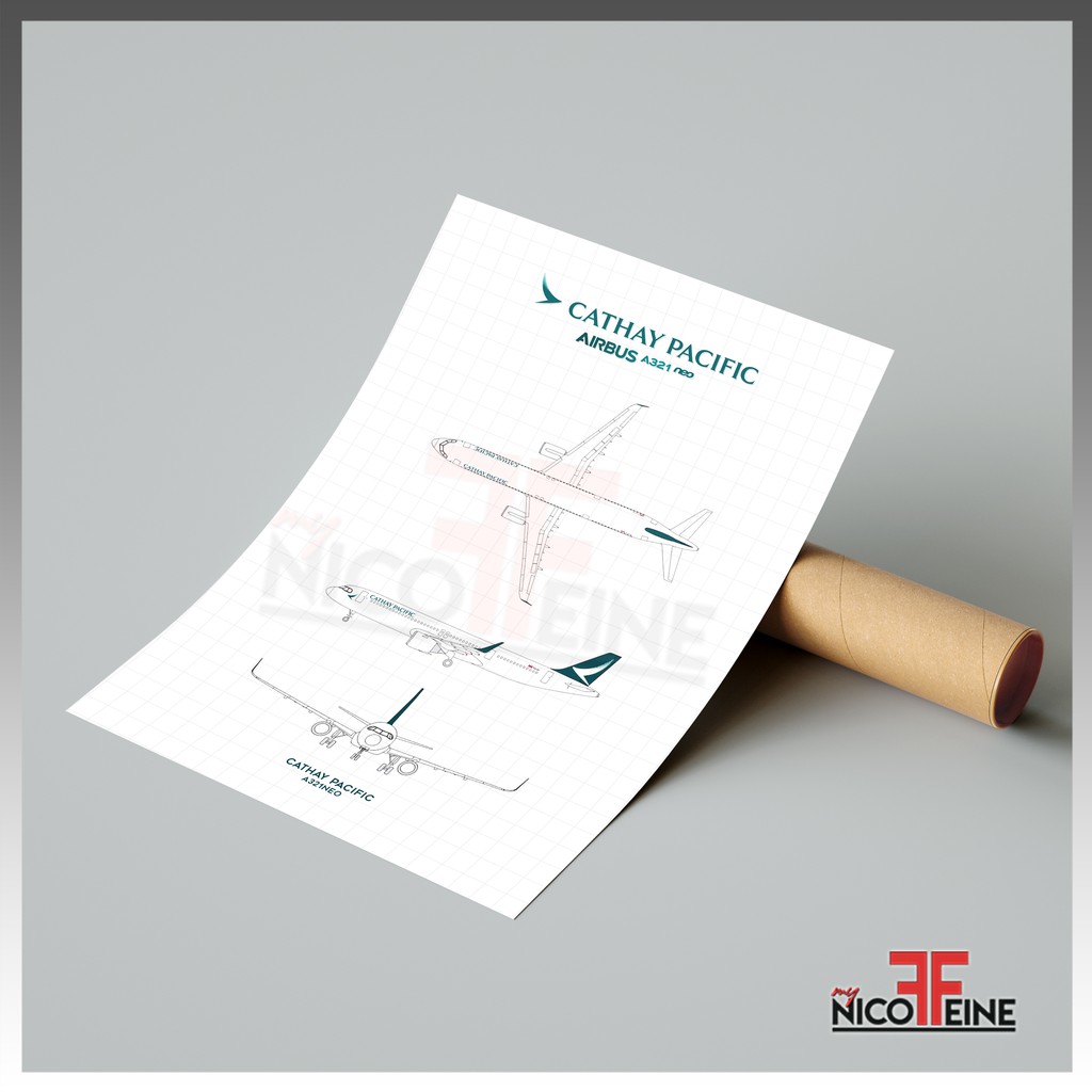 [Poster Only] Cathay Pacific Airbus A321 Neo Flight Minimal Blueprint ...