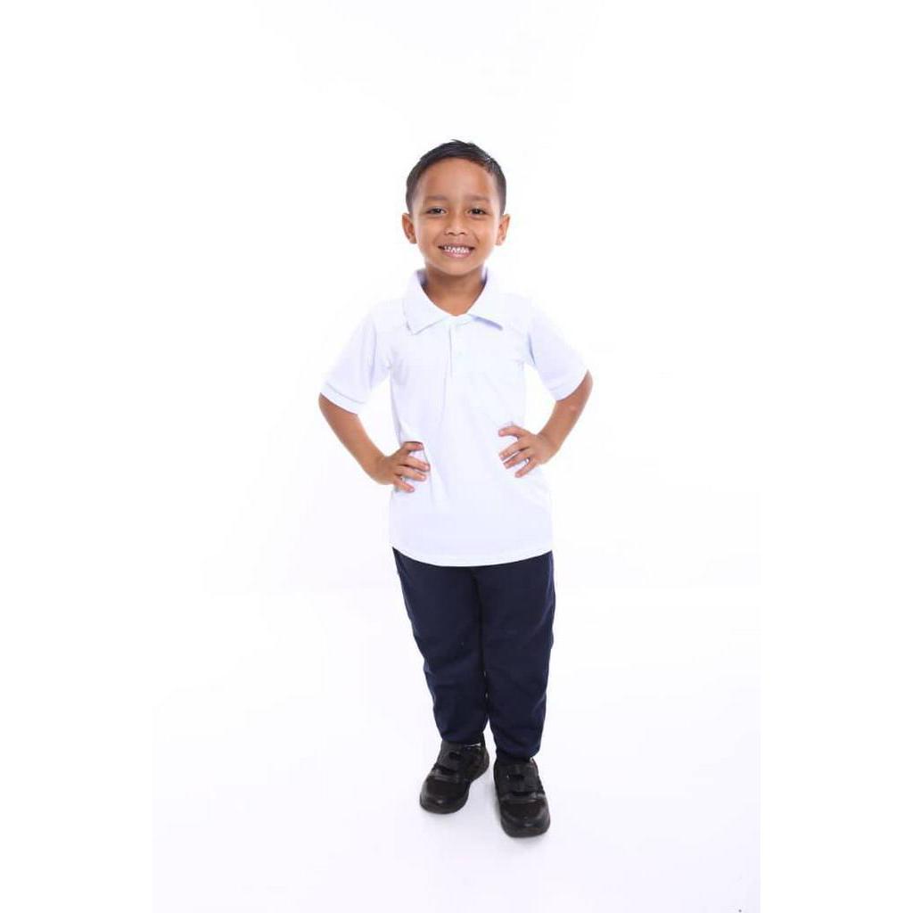 White T-Shirt With Collar For Pre-School Child / Baju T-shirt Pra ...