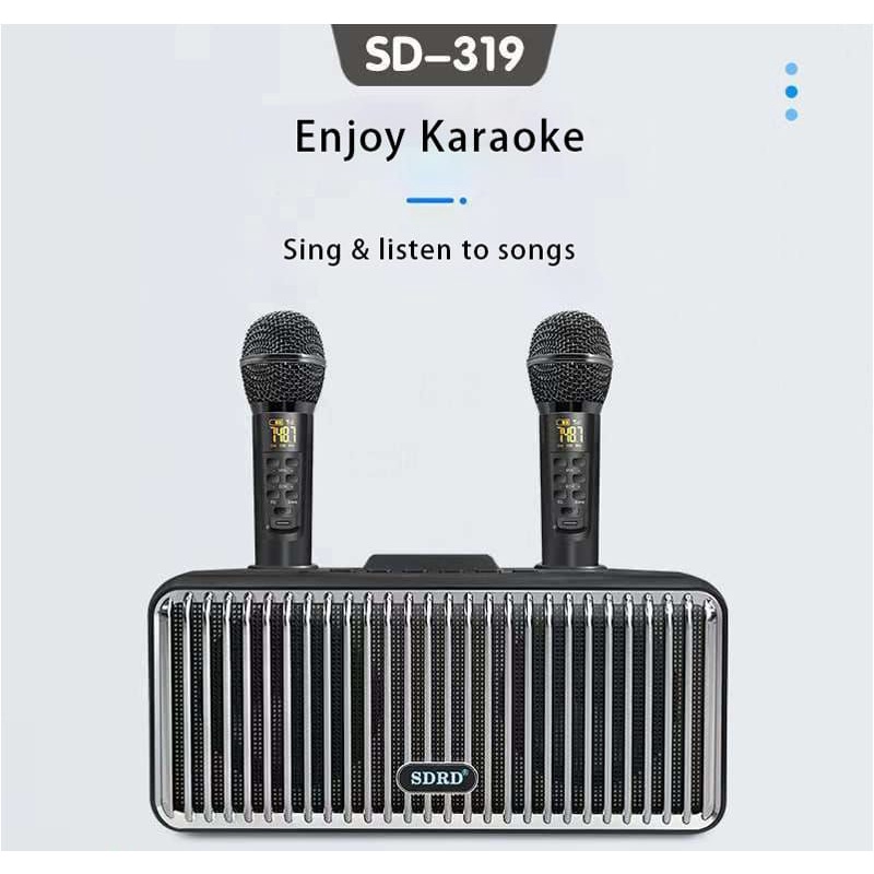 READY STOCK』』SDRD SD-309 Wireless Bluetooth Dual Microphone Karaoke Portable Speaker | Shopee ...