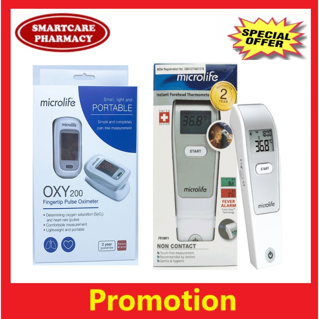 MICROLIFE OXY 200 FINGERTIP PULSE OXIMETER & Microlife Non Contact ...
