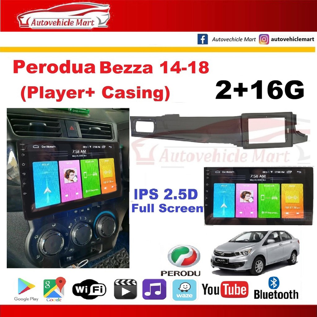 Perodua Bezza Andriod Player 10" 2014-2018 (1+16GB) IPS 2.5D Screen ...
