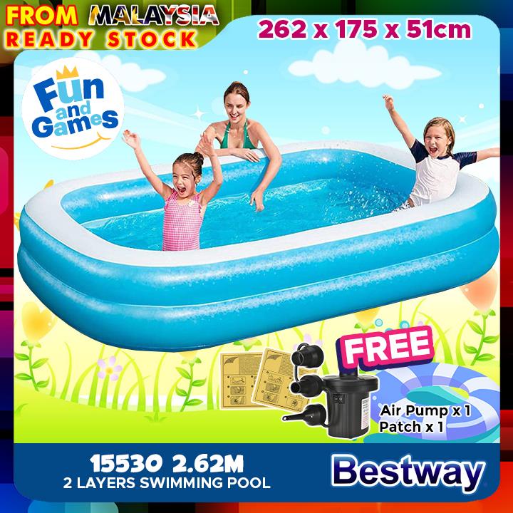 SL Bestway 54006 2.62 Meter Extra Large Inflatable Swimming Pools 2 ...