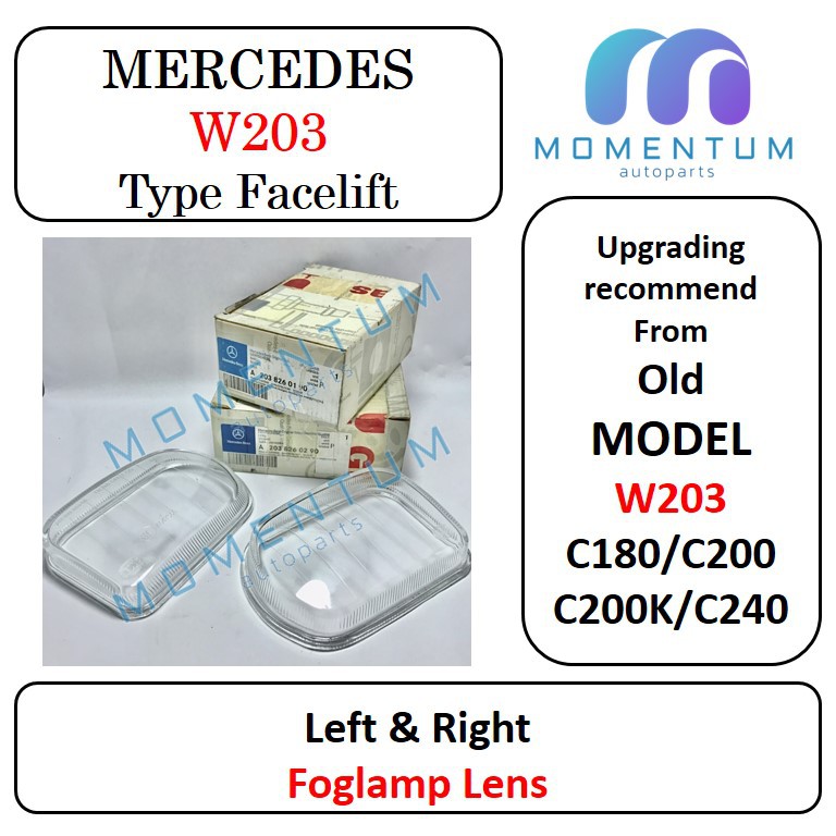 Mercedes-Benz Foglamp Lens Left & Right Facelift W203 ( Mercedes ...