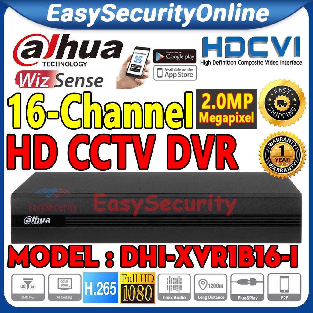 Dahua 16-Channel Full HD 2.0MP 2MP 1080P DVR CCTV DH-XVR1B16-I Support ...