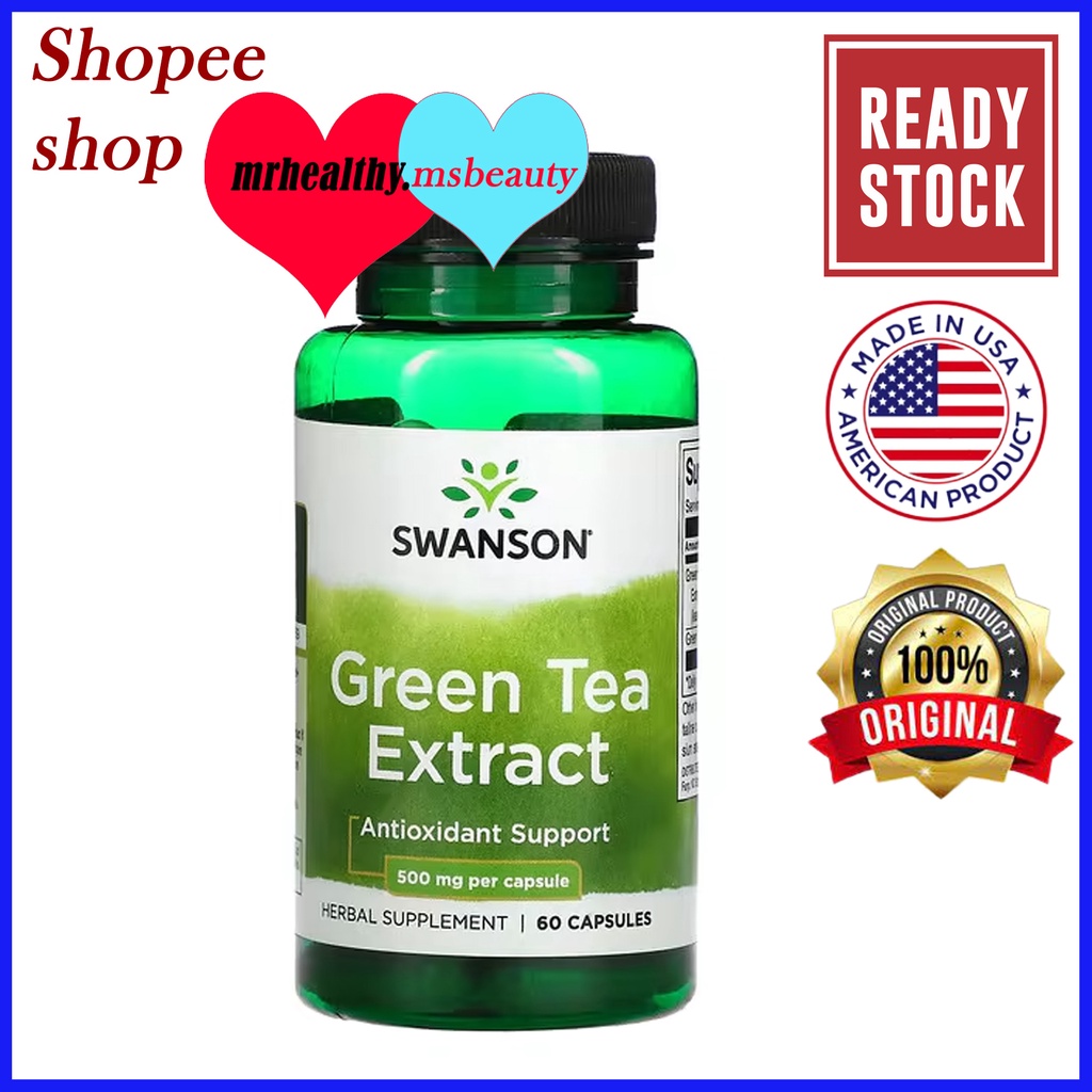 Swanson, Green Tea Extract, 500 mg, 60 Capsules - Antioxidant Support ...