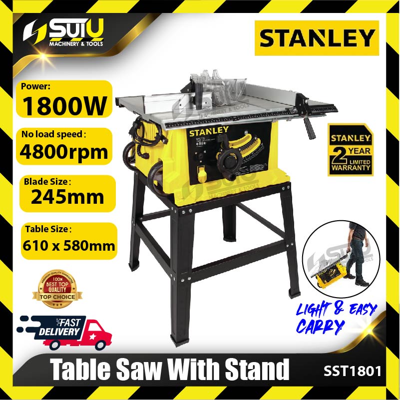 STANLEY SST1801/ SST1801-B1 10" Table Saw With Stand 1800W 4800RPM ...