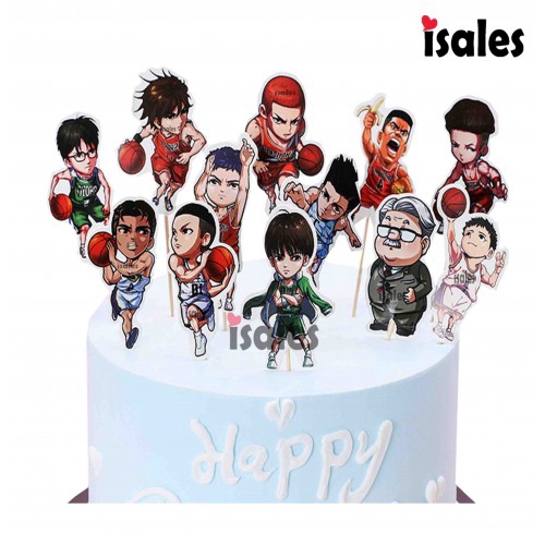 24 pcs Slam Dunk Cake topper happy birthday cupcake topper | Shopee ...