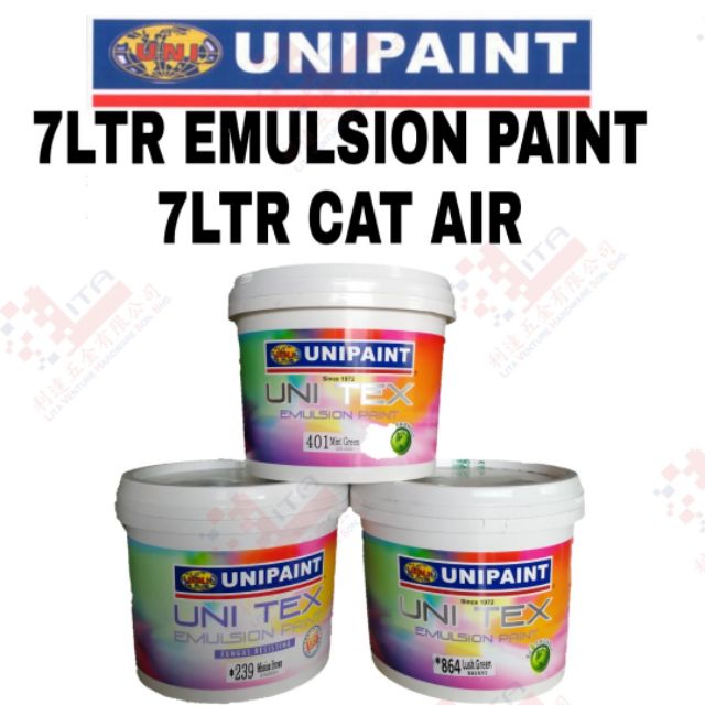 UNIPAINT UNITEX EMULSION PAINT WATER BASED CAT AIR 7LTR COLOUR FULL ...