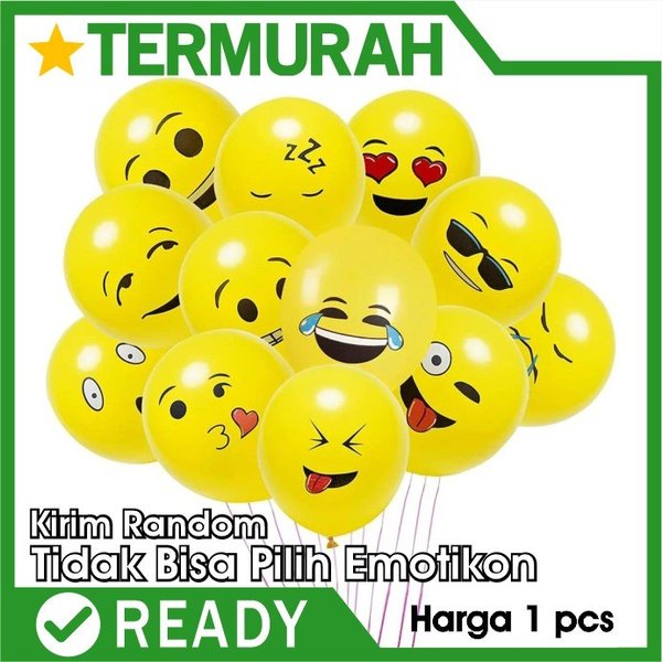 Emoji Motif Latex Balloons 12" 12 inch 12 inch smiley emoticon ...