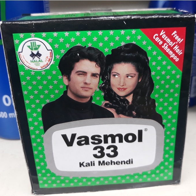 Vasmol 33 (6 Sachets x 5g (1Box) Kali Mehendi Black Hair Dye Readystock ...