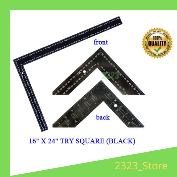 16" X 24" BLACK TRY SQUARE RULER SESIKU ANGLE TRY SQUARE L SHAPE RULER ...