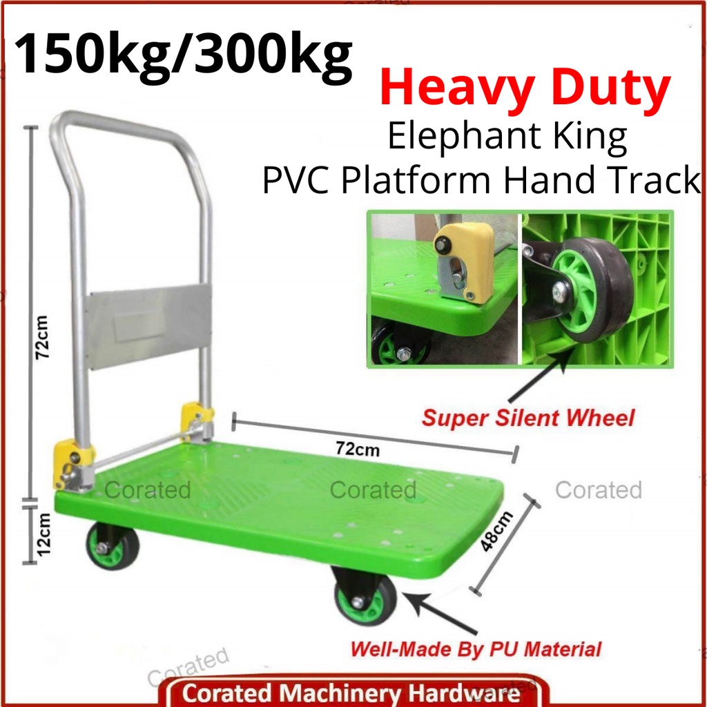 Elephant 150kg Heavy Duty PVC Platform Hand Truck Trolley with Extra ...