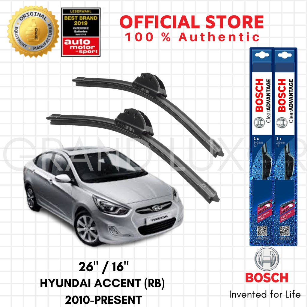 Bosch Clear Advantage Wiper Blade Set For Hyundai Accent (Rb) 2010-Present (26 /16 ) | Shopee ...