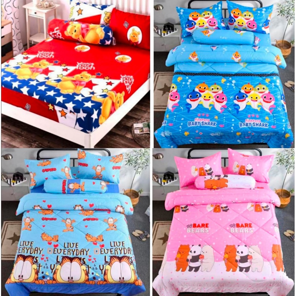 CADAR CARTOON QUEEN 4-IN-1 SINGLE 2-IN-1 100% COTTON | Shopee Malaysia