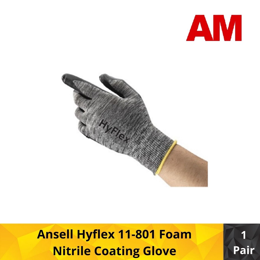 Ansell Hyflex 11-801 Foam Nitrile Coating Glove | Shopee Malaysia