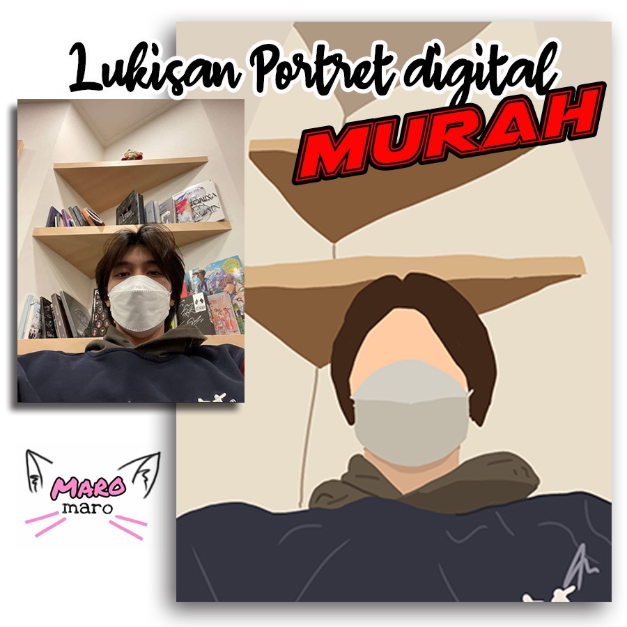 Lukisan digital kartun selfie Drawing potrait sketch | Shopee Malaysia