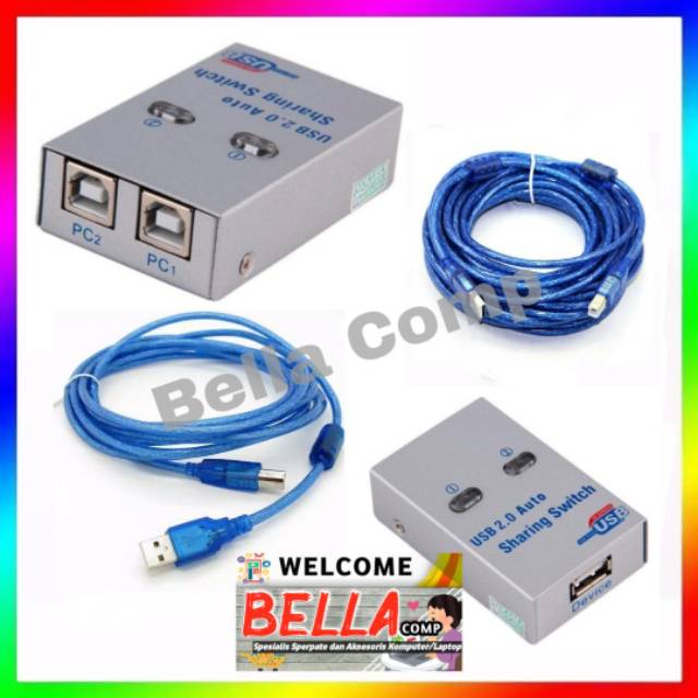 AUTO SWITCH PRINTER PACKAGE + USB 2.0 PRINTER CABLE - SHARING SWITCHER ...