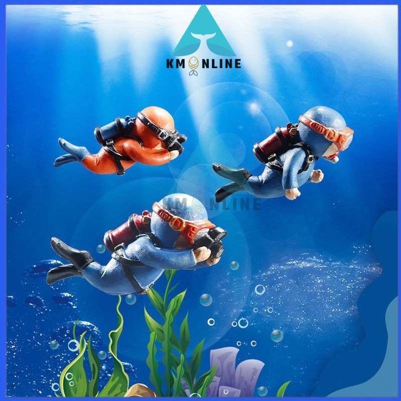 Blue fat diver fish tank landscaping aquarium ornament decoration net ...