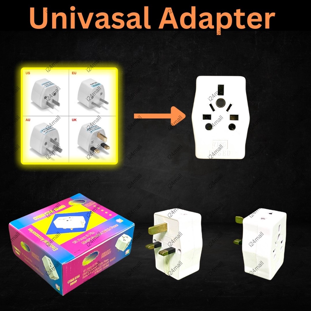 Universal Travel Multi Adapter Socket 13A Multi Way Adaptor 3 Way ...