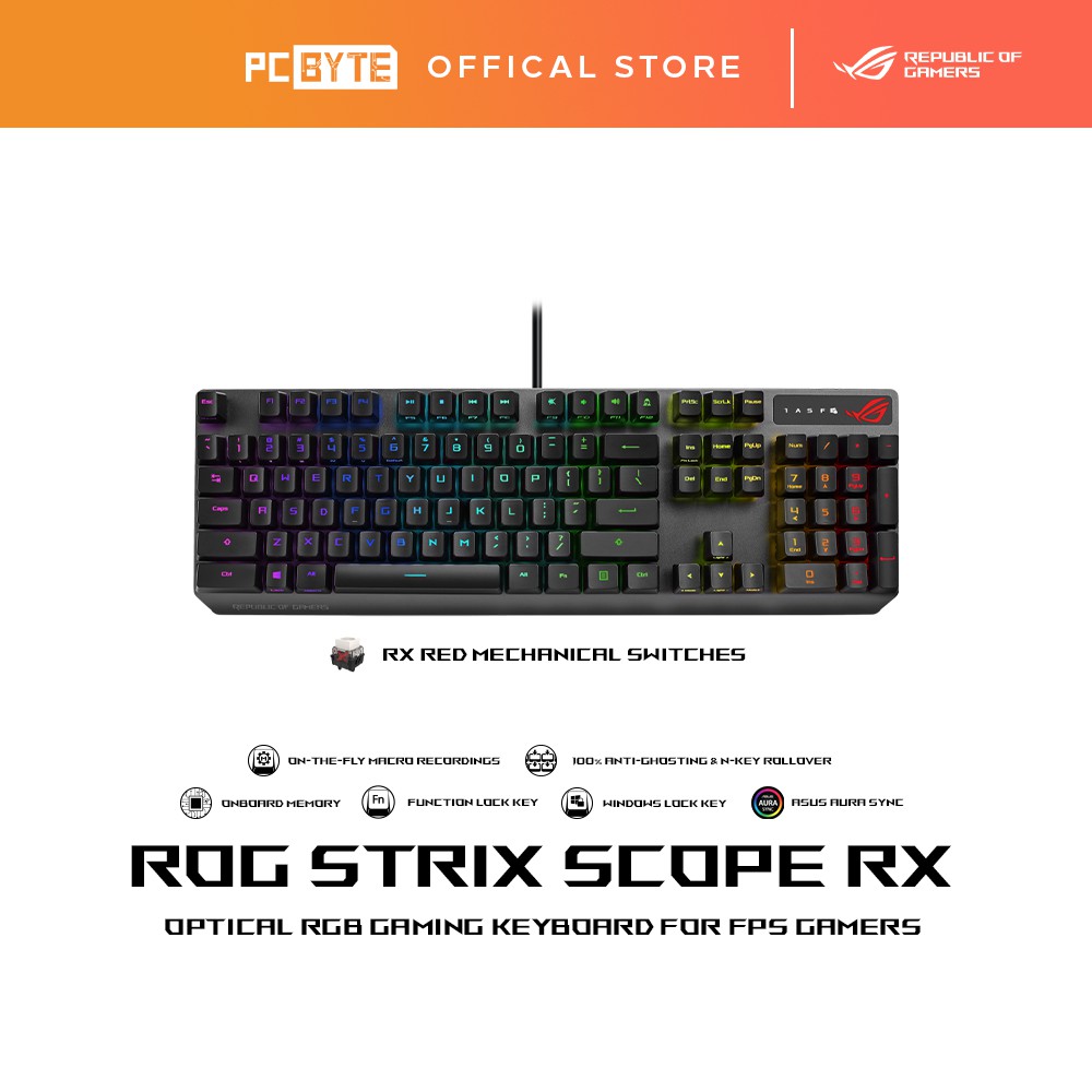 ASUS ROG Strix Scope RX Optical Gaming Keyboard With ROG RX Red ...
