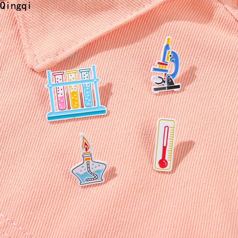 Cartoon Chemical Enamel Pins Cute Microscope Thermometer Pattern Brooch ...
