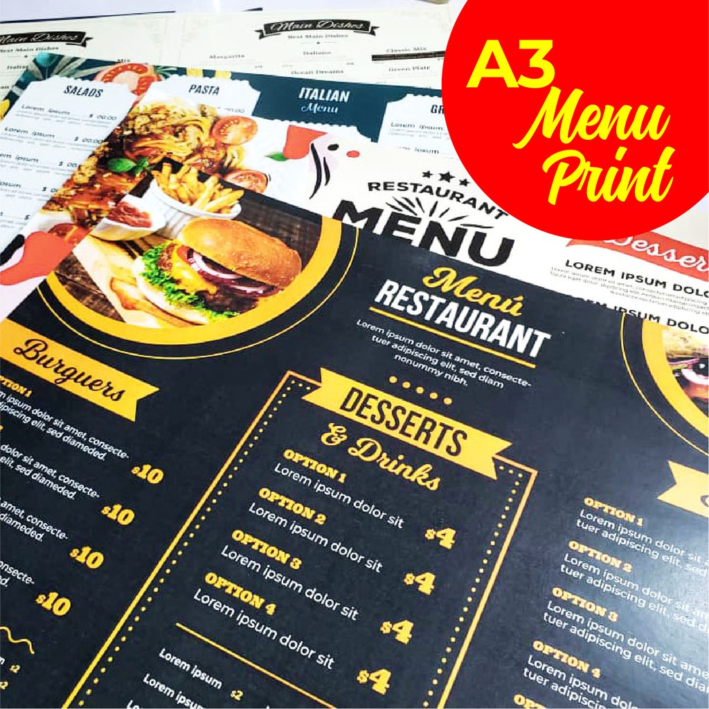 A3 SIZE MENU PRINTING 【MURAH GILER】/ PRINT AND CUT SERVIS ONLY/ Front ...
