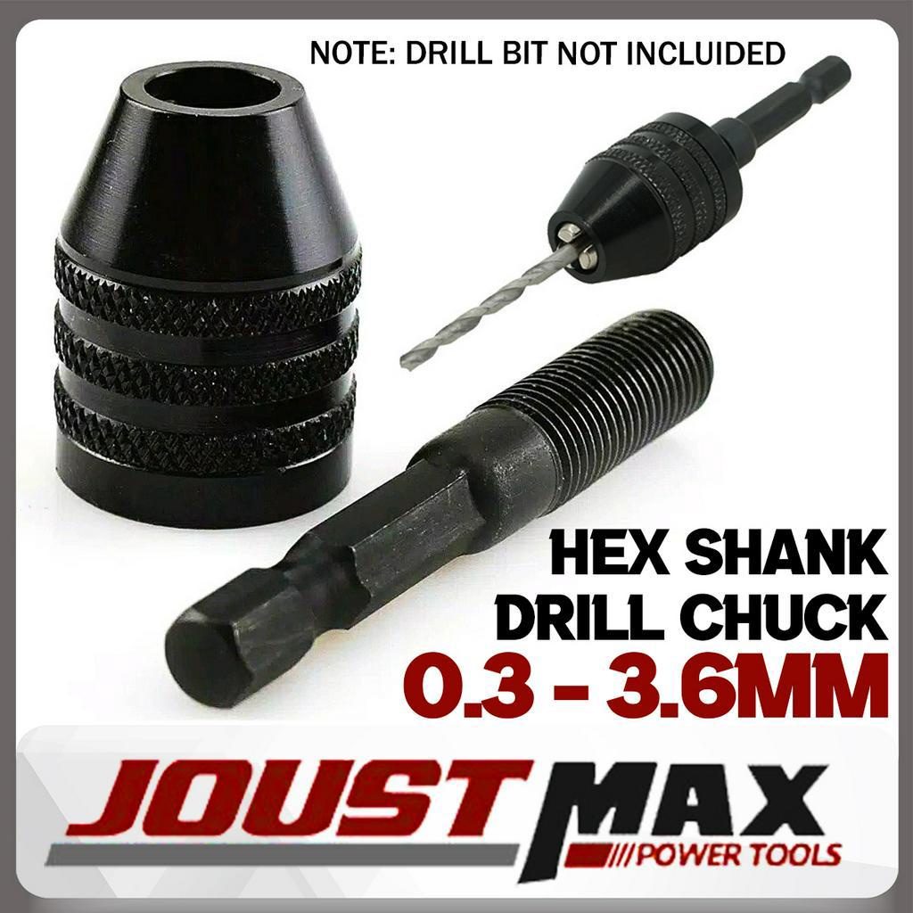HEX SHANK DRILL CHUCK BLACK Quick Change Hex Adapter Keyless Drill Bit ...