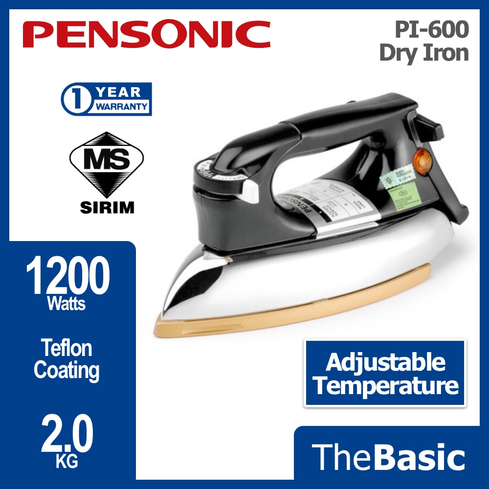 PENSONIC 2kg Dry Iron Non-Stick 1200w Seterika ( PI-600 / PI-6001 ...