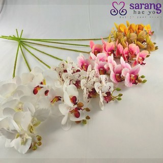 Artificial 7 Heads Small Orchid Latex 3D Hand Bouquet Bunga Orkid 3D ...