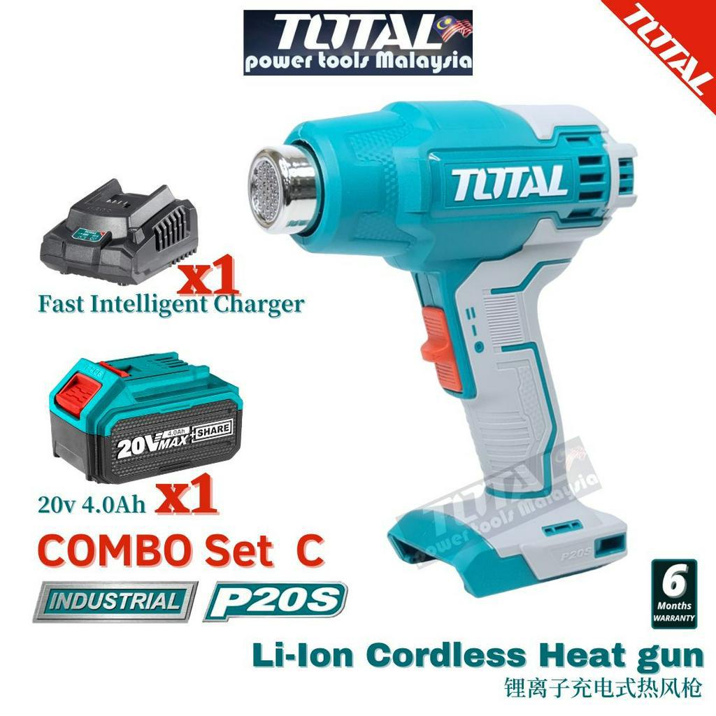 TOTAL 20v P20s Series Li-Ion Cordless Heat Gun 锂离子充电式热风枪 - TBLI2002 ...