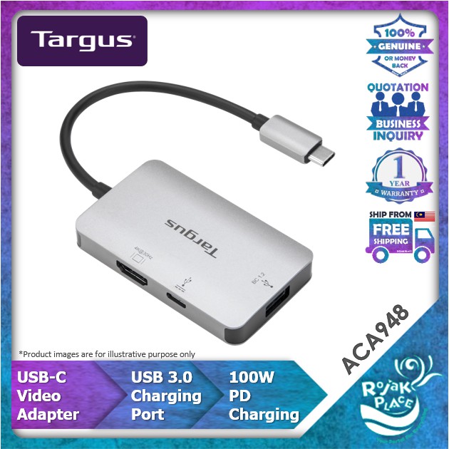 TARGUS USB C 4K HDMI Video Adapter with 100W Power Delivery USB 3.0 ...