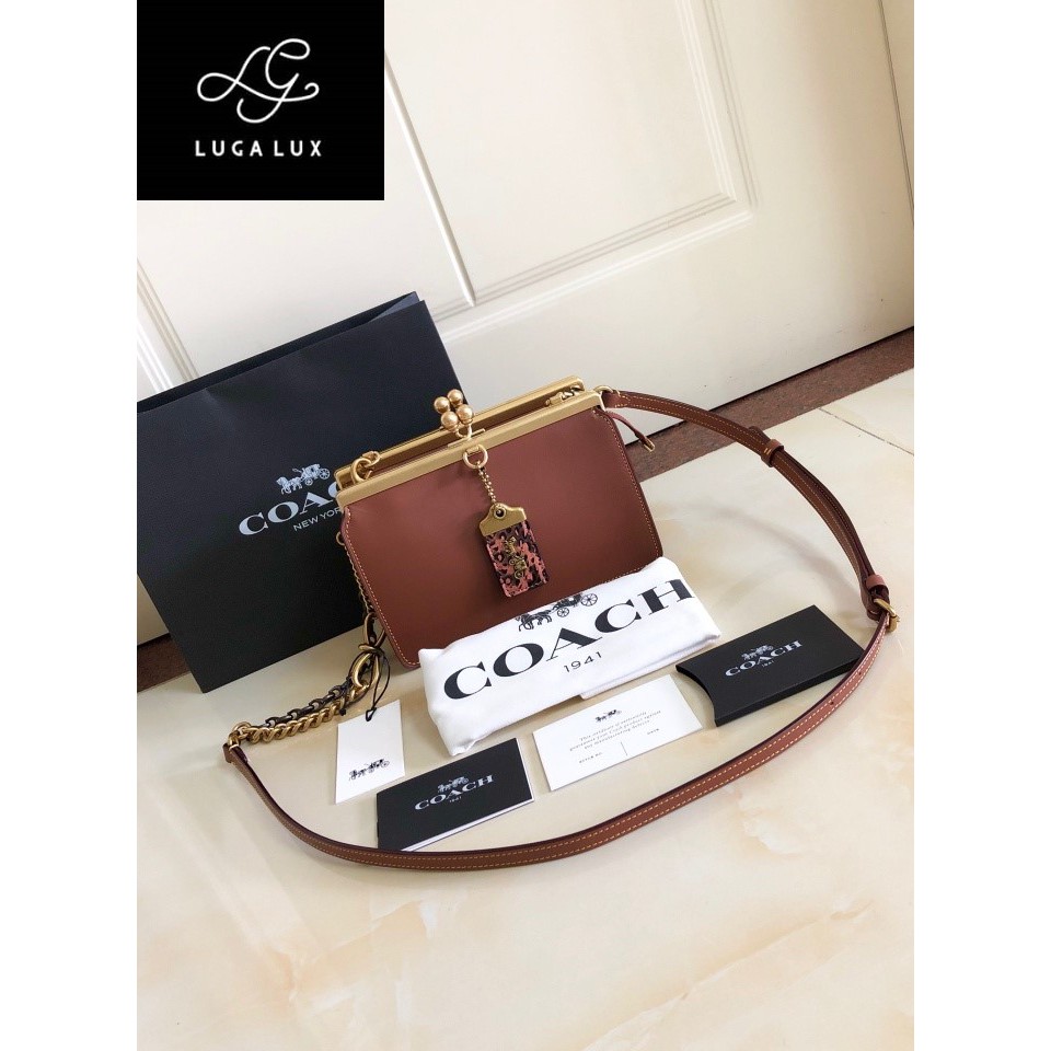 Coach Double Frame Bag 19 With Snakeskin Detail (Authentic Product ...